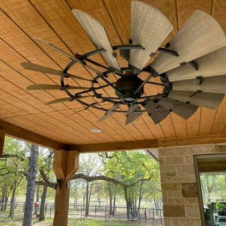 60 Quorum Windmill Oiled Bronze Damp Rated Ceiling Fan | Shelly Lighting