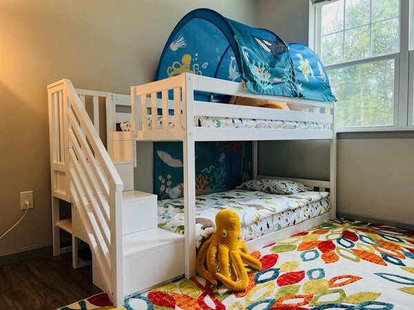 Twin Over Twin Low Bunk Bed With Stairs Max and Lily
